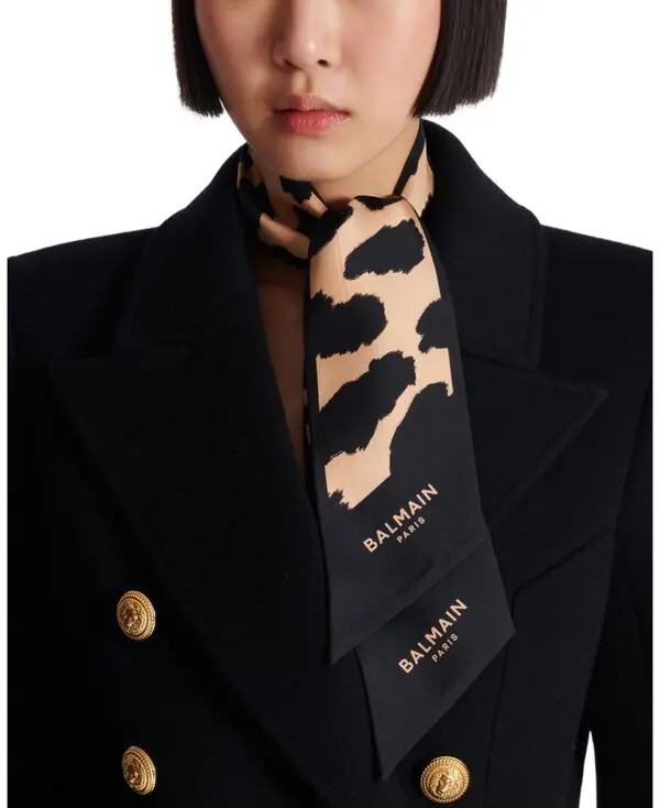 Balmain Leopard Print Silk Bandana