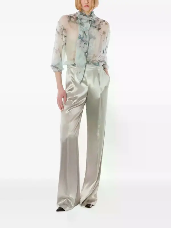 Alberta Ferretti Satin High-waisted Trousers