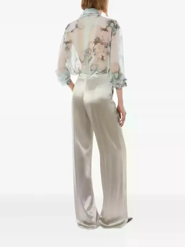 Alberta Ferretti Satin High-waisted Trousers