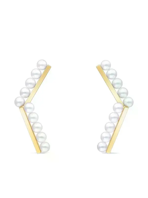 TASAKI 18k Yellow Akoya Pearl Balance Arm Earrings - Gold