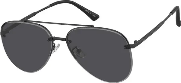 Zenni Aviator Sunglasses With Stainless Steel Full Rim Frame - Black