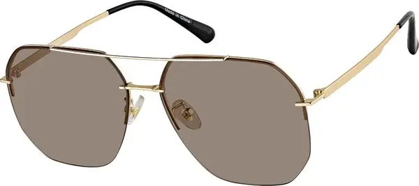 Zenni Aviator Sunglasses With Stainless Steel Full Rim Frame - Gold