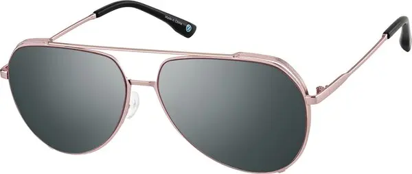 Zenni Aviator Sunglasses With Stainless Steel Full Rim Frame - Rose Gold