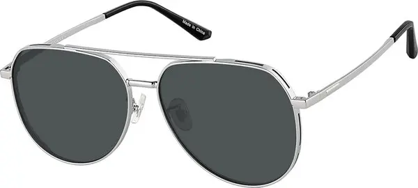 Zenni Aviator Sunglasses Full Rim Stainless Steel Frame - Silver