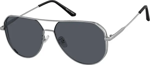 Zenni Aviator Sunglasses With Stainless Steel Full Rim Frame - Silver