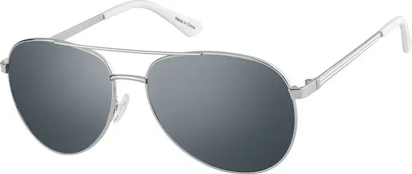 Zenni Aviator Sunglasses With Stainless Steel Full Rim Frame - Silver