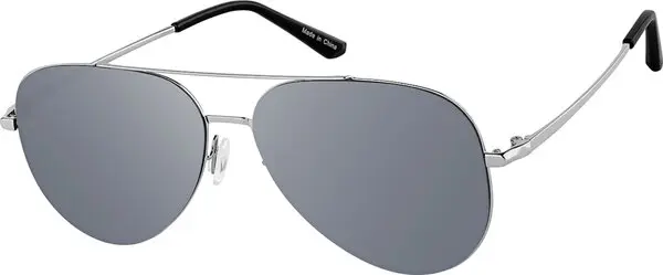 Zenni Aviator Full Rim Stainless Steel Sunglasses - Silver