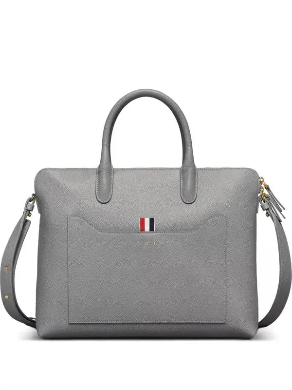 Thom Browne Leather Tote Bag - Grey