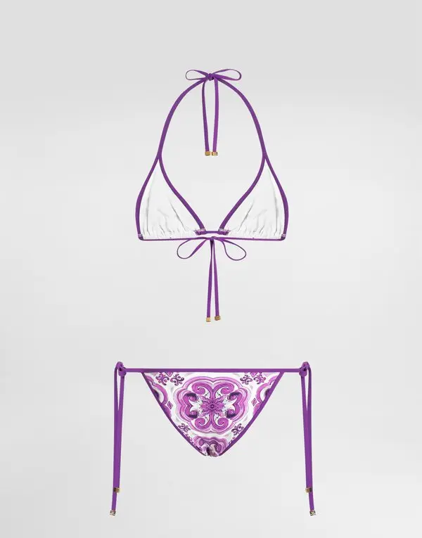 Dolce & Gabbana Majolica Print Triangle Bikini - Multicolor