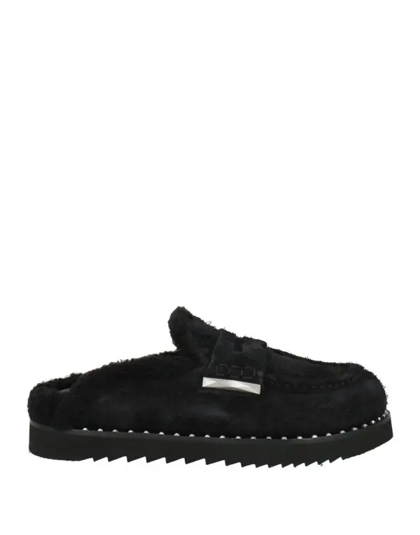 Ash Leather Mules With Sherpa Interior
