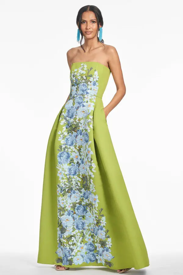 Sachin & Babi Larisa Printed Gown - Green