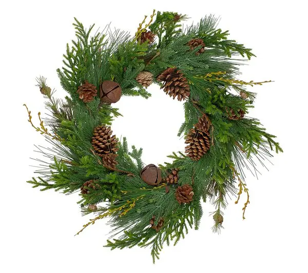 NORTHLIGHT Rustic Pinecone Christmas Wreath 26' Unlit - One-color