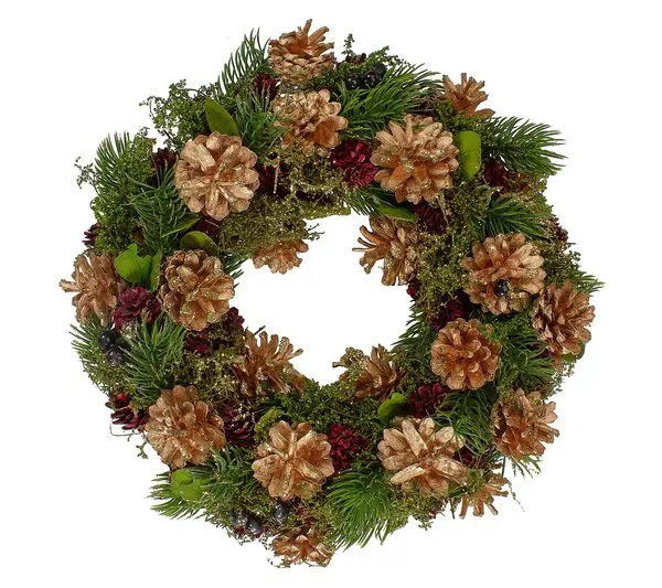 NORTHLIGHT 12' Glitter Pinecones Christmas Wrea H - One-color