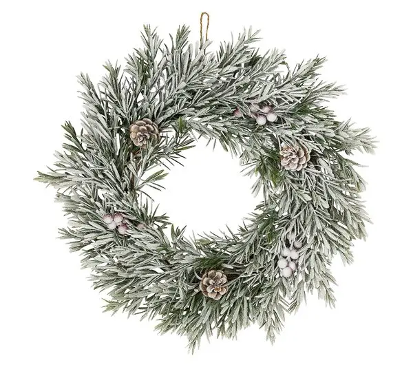 NORTHLIGHT Flocked Pine Christmas Wreath 20' Un It - One-color