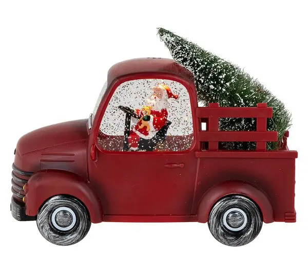 NORTHLIGHT Led Santa In Red Truck Snow Globe 9 - One-color