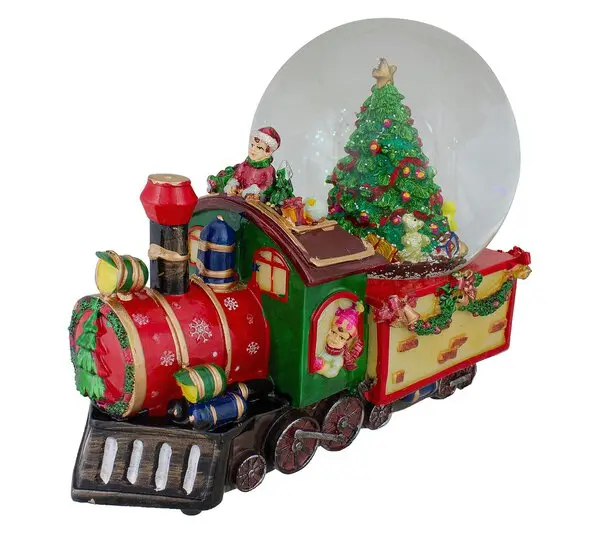 NORTHLIGHT Christmas Train With Tree Snow Globe Decor 8