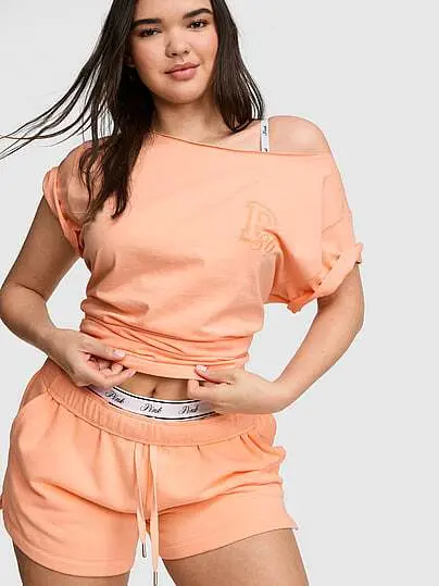 Pink Campus Cotton™ Off-the-shoulder Tee - Orange