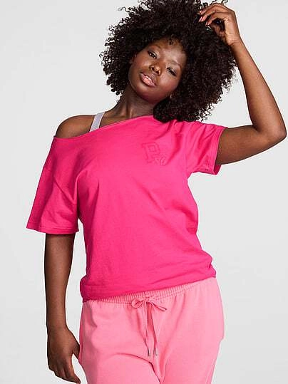 Pink Campus Cotton™ Off-the-shoulder Tee - Pink