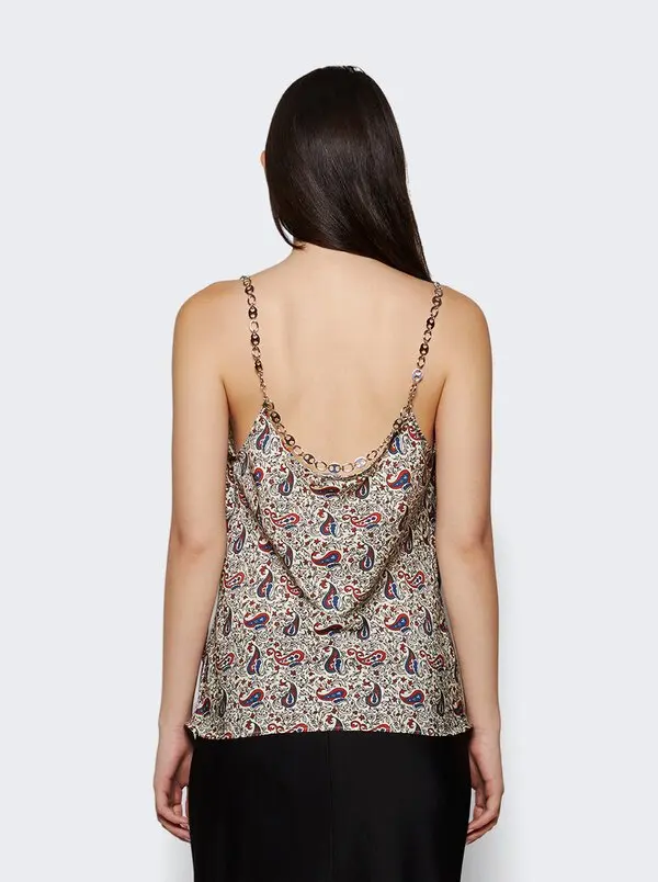 Rabanne Satin Tank Top With Paisley Bandana Print - Grey