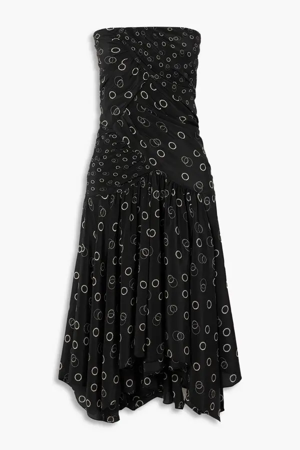 Isabel Marant Étoile Calliope Strapless Printed Midi Dress - Black