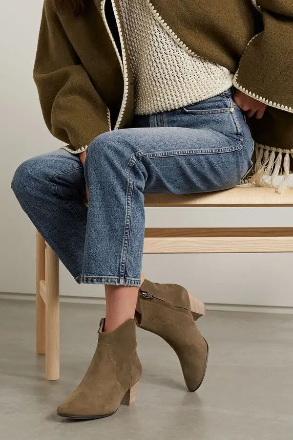 Isabel Marant Étoile Dicker Suede Cowboy Boots - Brown