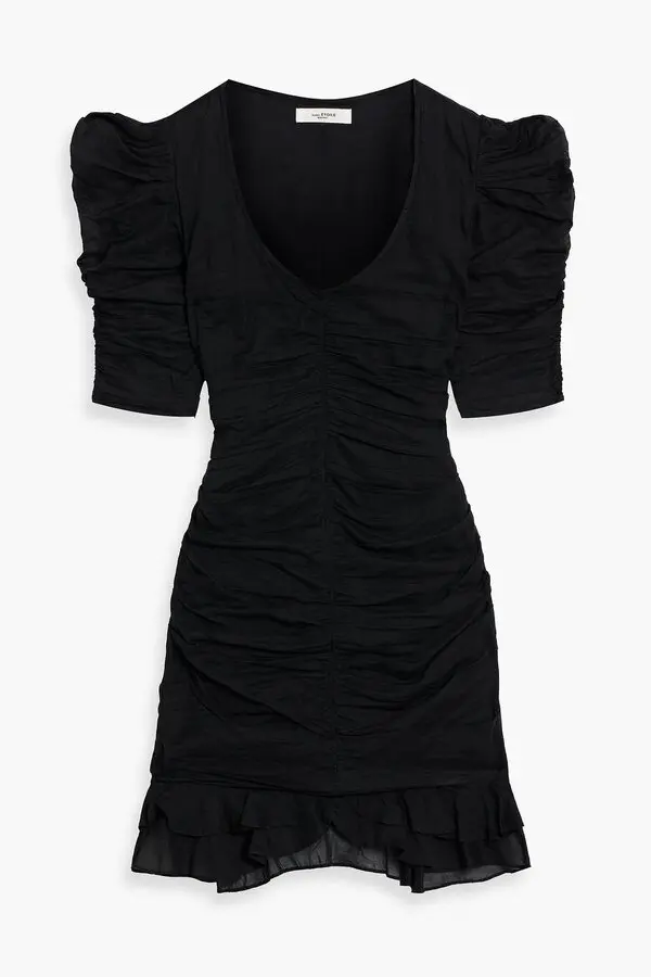 MARANT ETOILE Sireny Ruched Cotton-voile Mini Dress