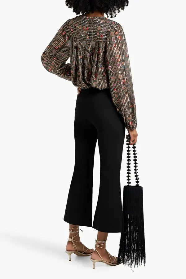 Isabel Marant Lyre Cotton-blend Kick-flare Pants - Black