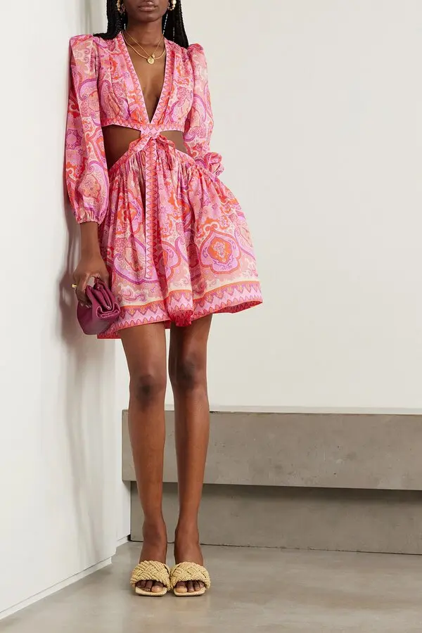 zimmermann rosa cut out mini dress Zimmermann Prima Floating Cutout Dress ($1,005)  liked on Polyvore  featuring dresses, peach floral, laced dress, floral mini dress, short pink  dress, side cut-out dresses and floral dresses