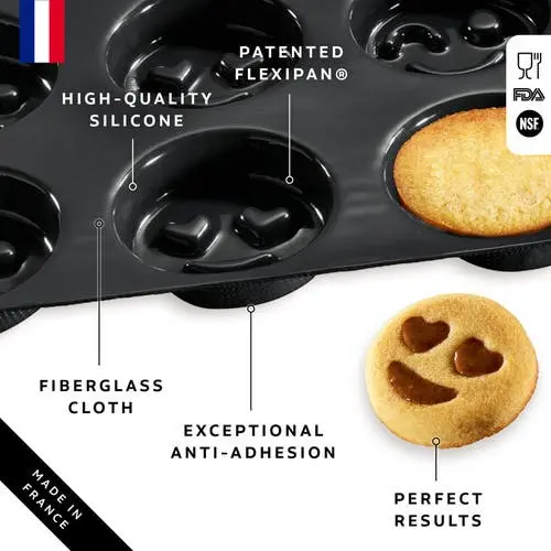 SILPAT Flexipan 6 Smiley Emojis Premium Silicone Baking Pan