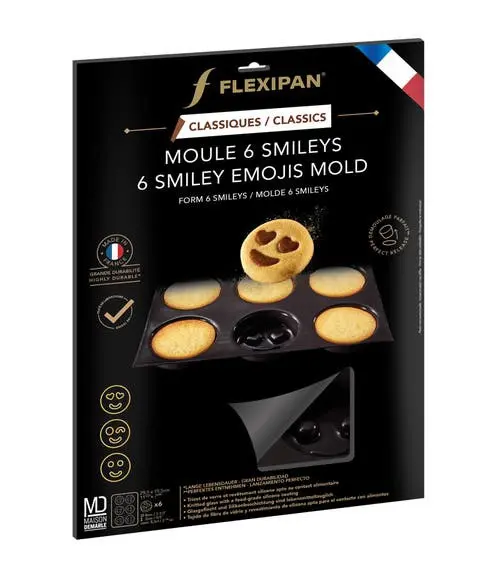 SILPAT Flexipan 6 Smiley Emojis Premium Silicone Baking Pan