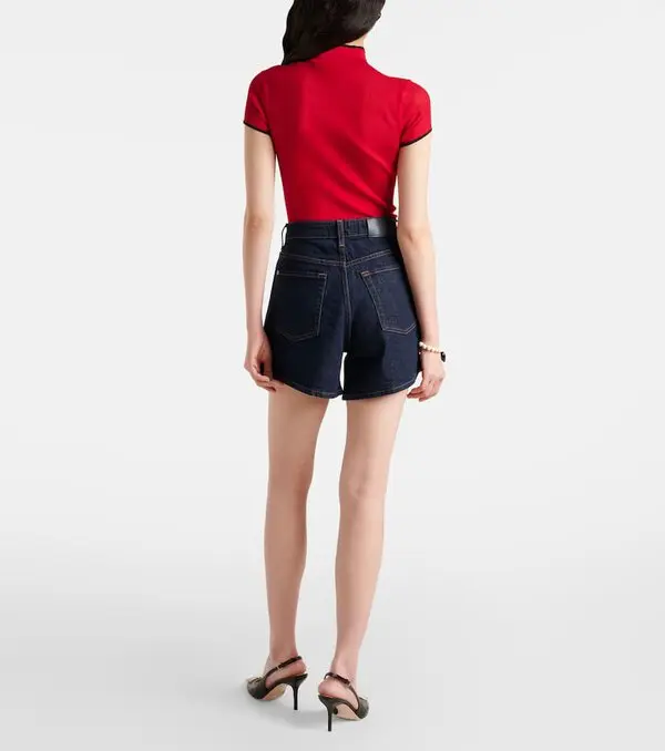 7 For All Mankind Kori High-rise Denim Shorts - Blue