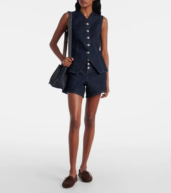 7 For All Mankind Kori High-rise Denim Shorts - Blue