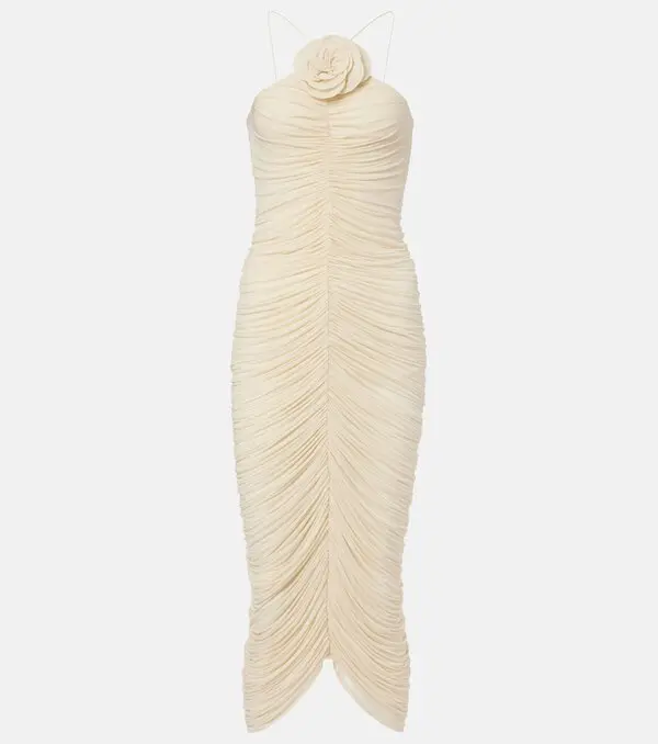 Magda Butrym Ruched Halterneck Midi Dress - White