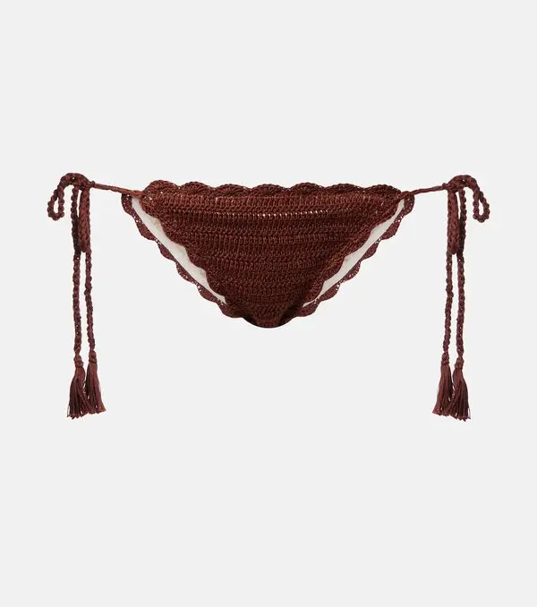Anna Kosturova Crochet Cotton Bikini Bottom - Brown