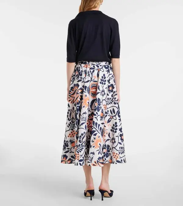 La DoubleJ Printed Satin Midi Skirt - Multicoloured