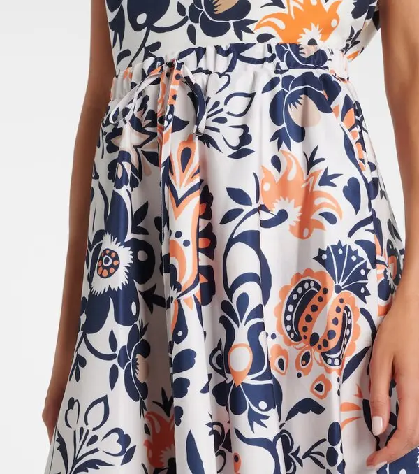 La DoubleJ Printed Satin Midi Skirt