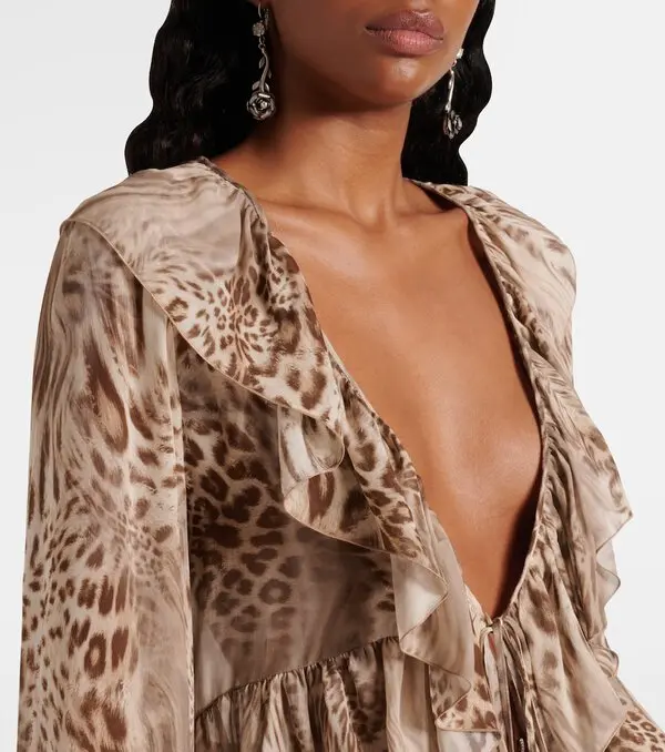 Blumarine Leopard-print Chiffon Top