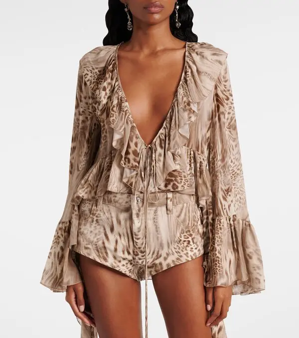 Blumarine Leopard-print Chiffon Top