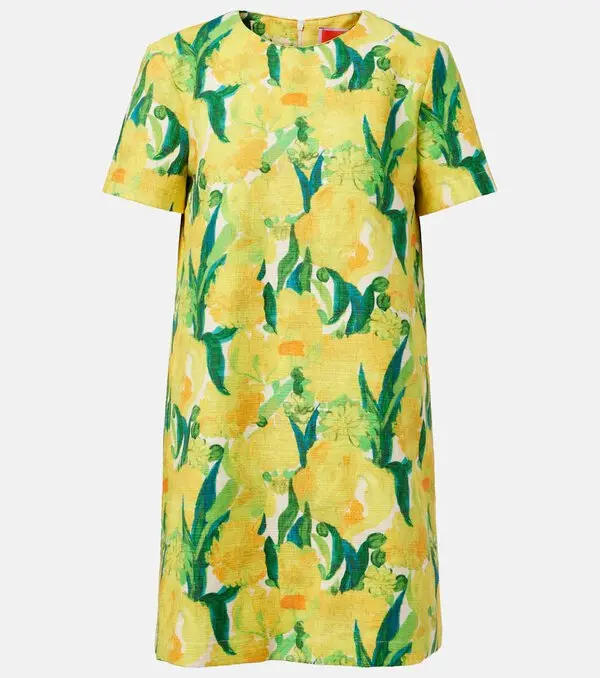 La DoubleJ Swing Printed Cotton Minidress - Yellow