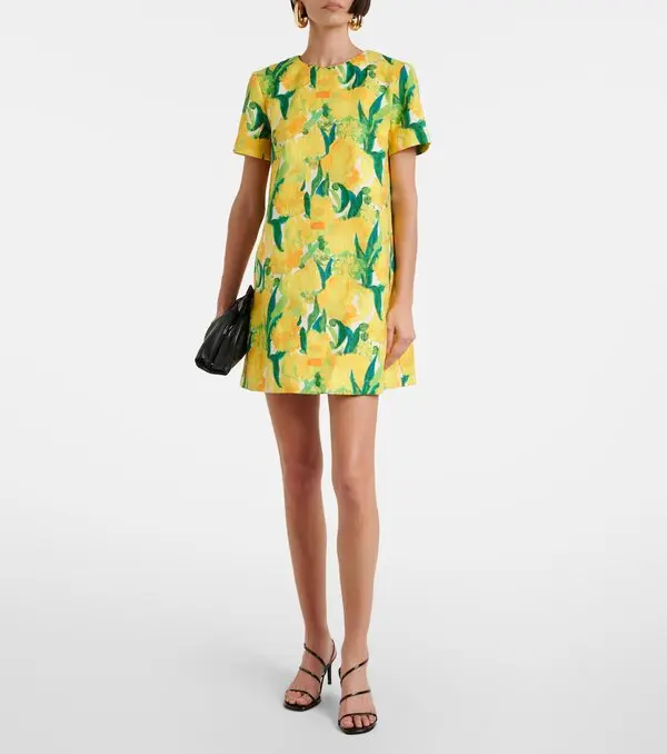 La DoubleJ Swing Printed Cotton Minidress - Yellow