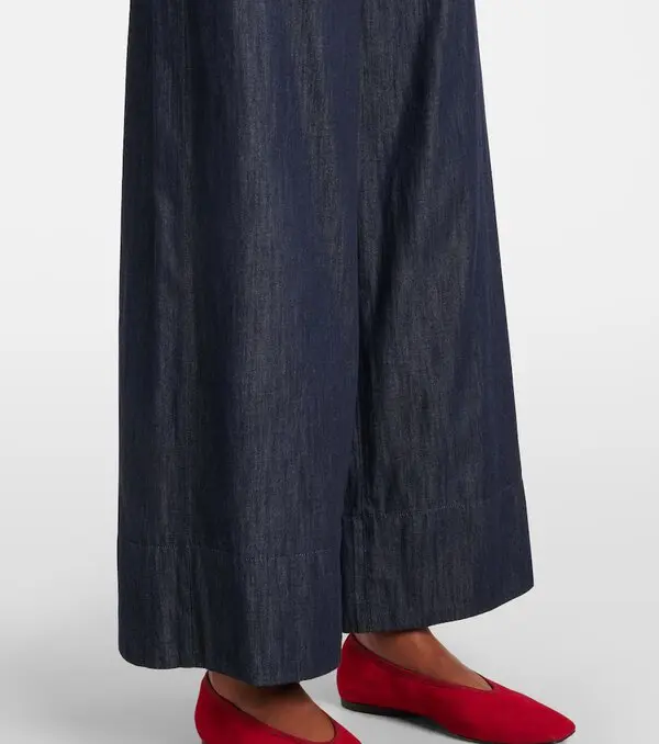 Max Mara Jour Cotton Chambray Wide-leg Pants