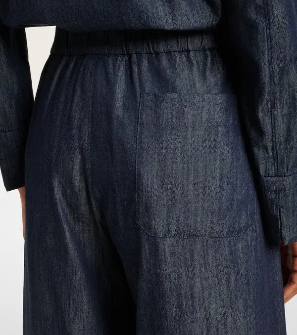 Max Mara Jour Cotton Chambray Wide-leg Pants
