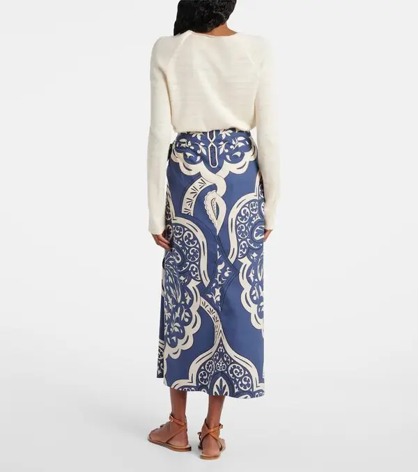Johanna Ortiz Printed Cotton Poplin Wrap Skirt