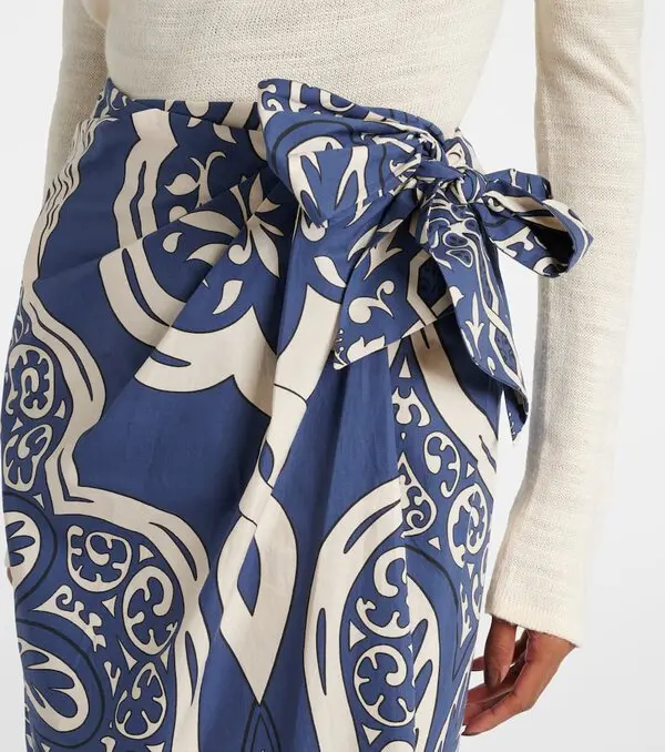 Johanna Ortiz Printed Cotton Poplin Wrap Skirt