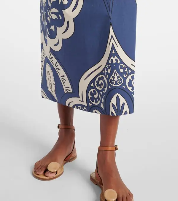 Johanna Ortiz Printed Cotton Poplin Wrap Skirt