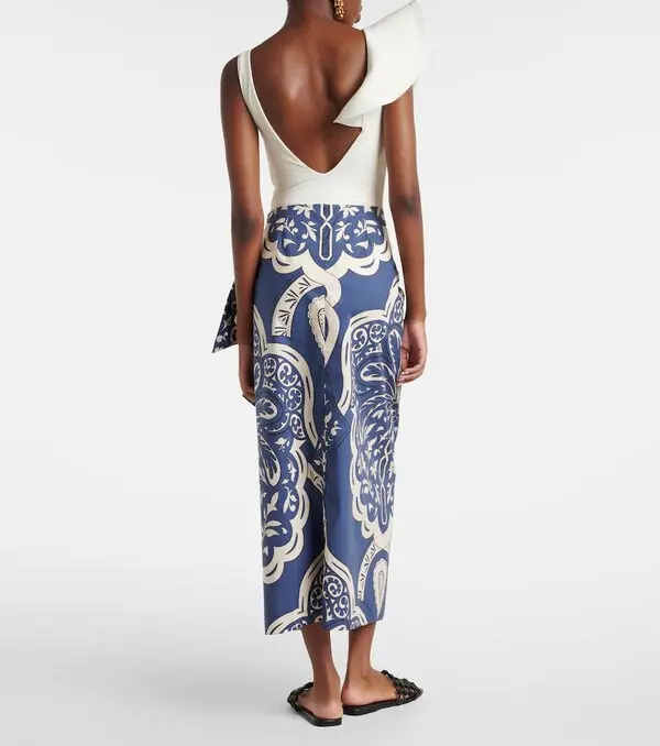 Johanna Ortiz Printed Cotton Poplin Wrap Skirt