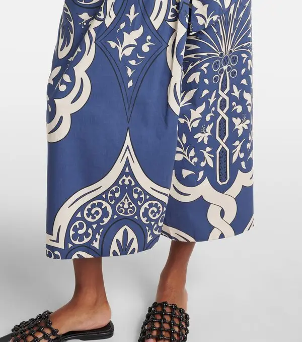 Johanna Ortiz Printed Cotton Poplin Wrap Skirt