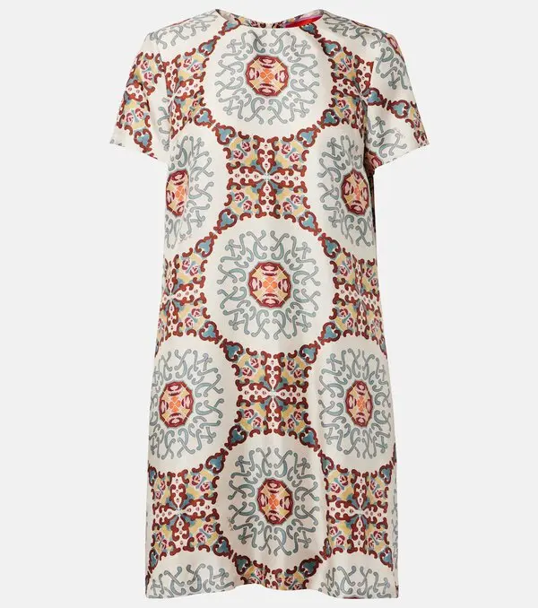La DoubleJ Swing Printed Silk Satin Minidress - Multicoloured