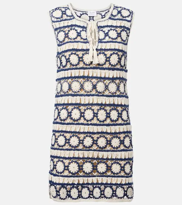 Anna Kosturova Crochet Cotton Minidress - White