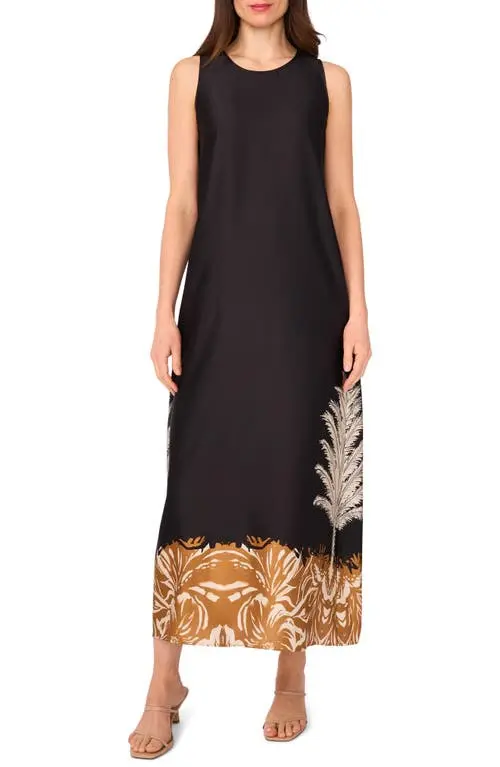 Vince Camuto Border Print Sleeveless A-line Maxi Dress